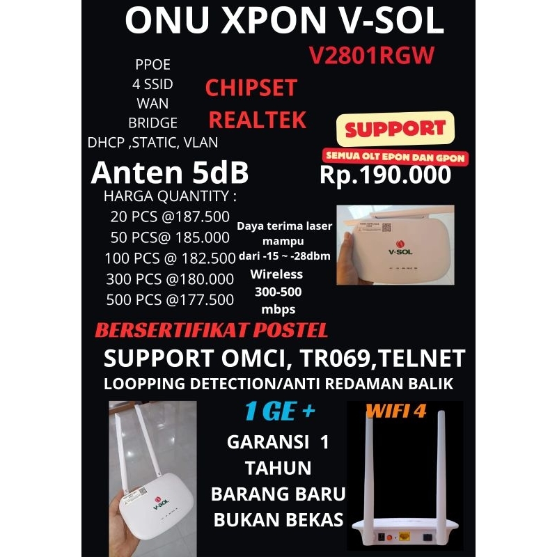 Jual ONU XPON VSOL V2801RGW | Shopee Indonesia