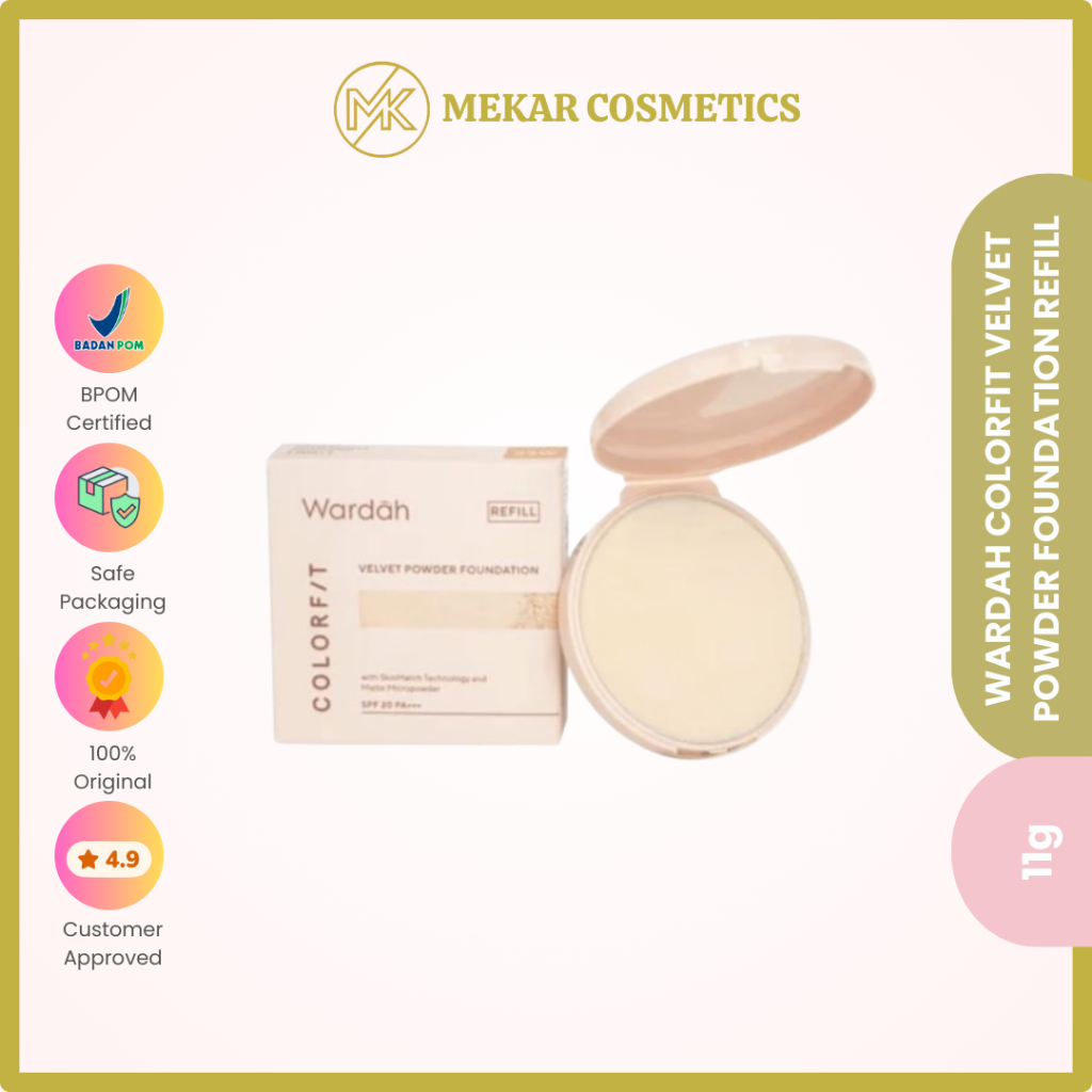 Jual WARDAH COLORFIT VELVET POWDER FOUNDATION REFILL 11G | Shopee Indonesia