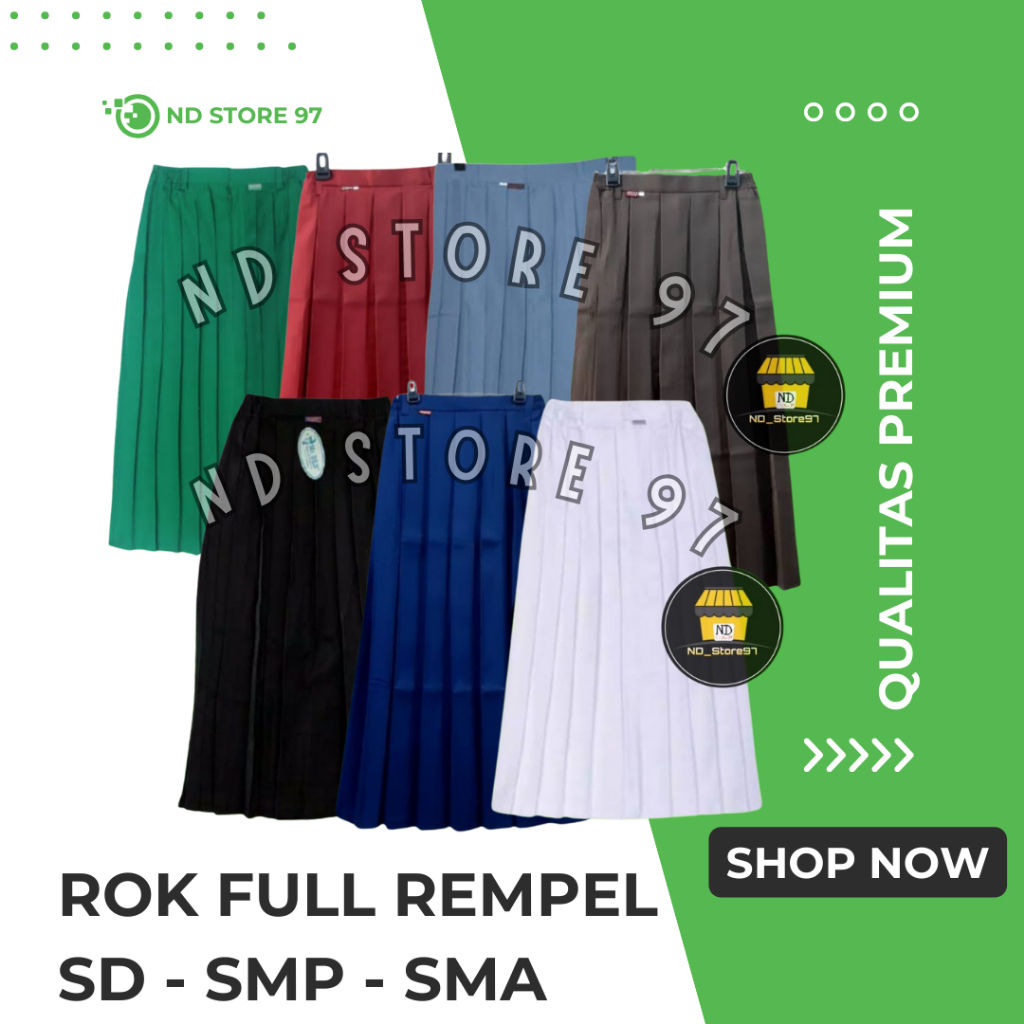 Jual Rok Seragam Sekolah Full Plisket Full Rempel Untuk SD SMP SMA | Rok Seragam Sekolah Panjang ...