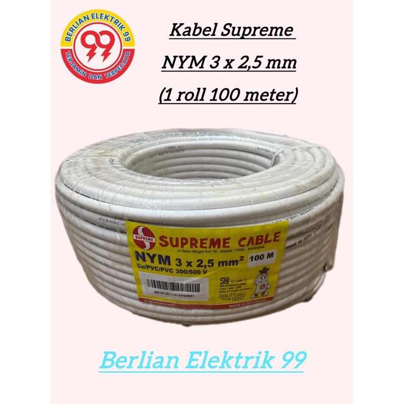 Jual kabel supreme NYM 3x2,5mm putih (1roll 100 meter) supreme nym 3x2,5mm | Shopee Indonesia