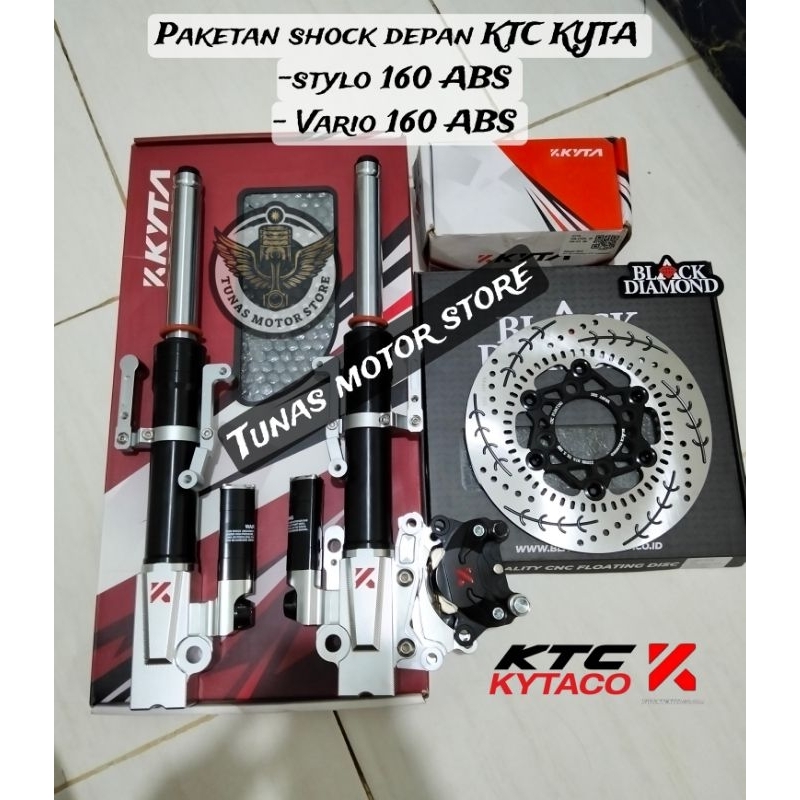 Jual PAKETAN SHOCK DEPAN KTC KYTA STYLO 160 ABS VARIO 160 ABS SET KALIPER KTC DAN DISC BLACK ...