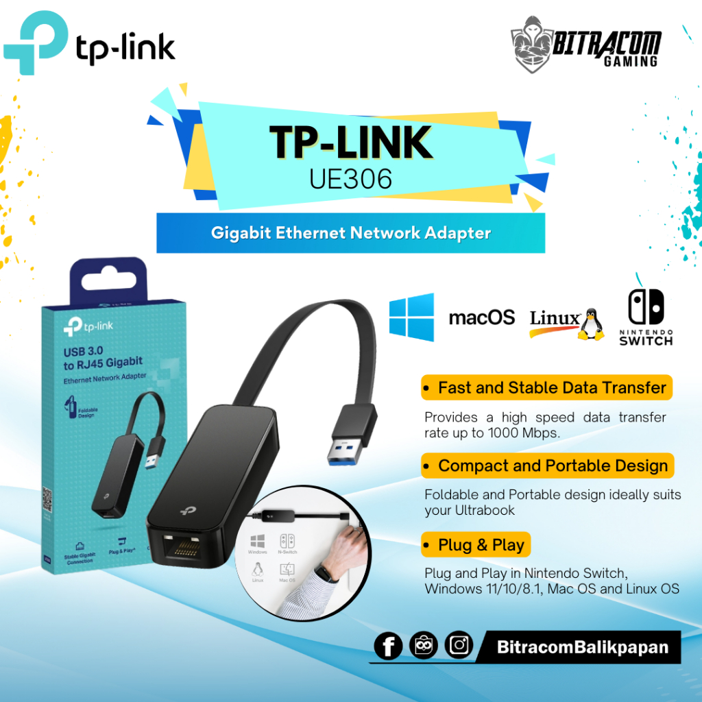 Jual USB to LAN TP-Link - UE306 - Gigabit Ethernet Adapter RJ45 USB to ...