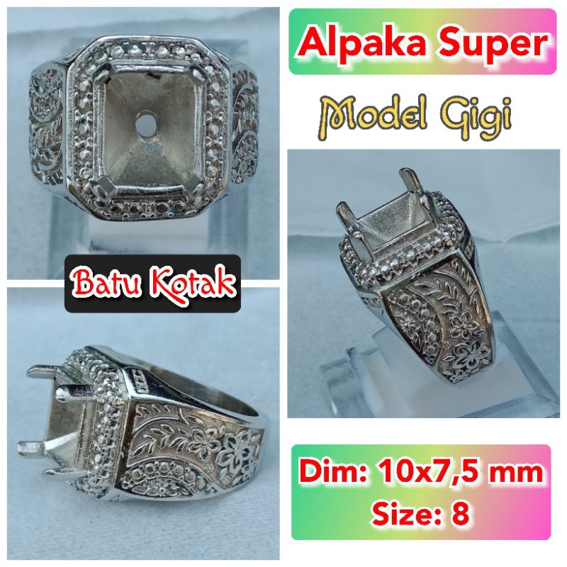 Jual emban batu akik dan permata alpaka super alpaka tanam model kotak ...