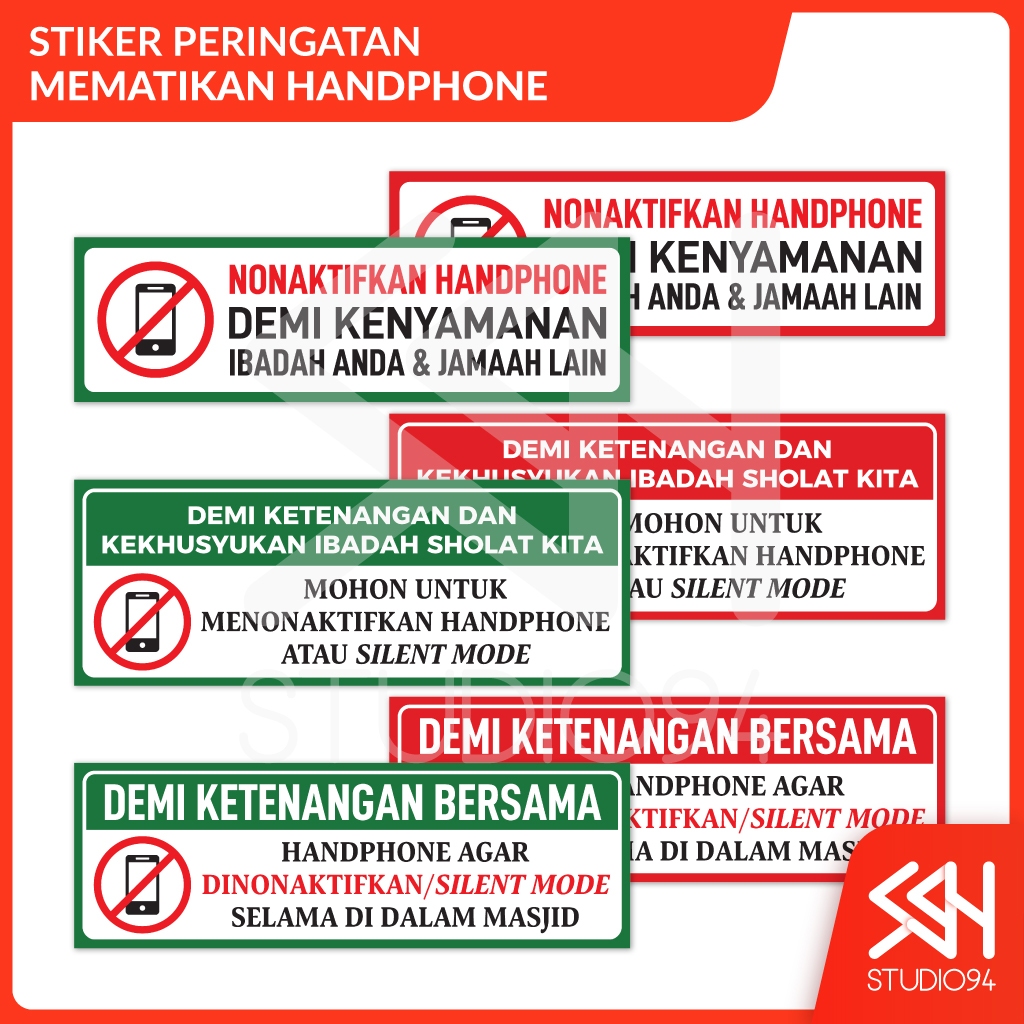 Jual Sticker Larangan Mengaktifkan HP | Stiker Anjuran Untuk Silent ...