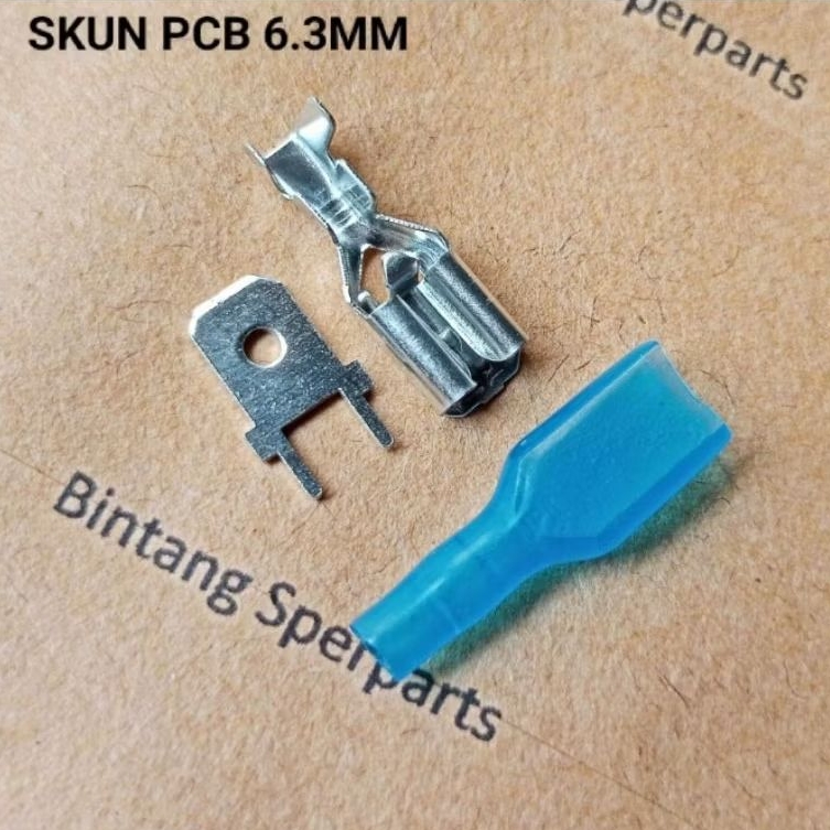 Jual (SATU SET) SKUN PCB 6.3MM SKUN GEPENG SKUN LAMPU SOKET SKUN PCB ...
