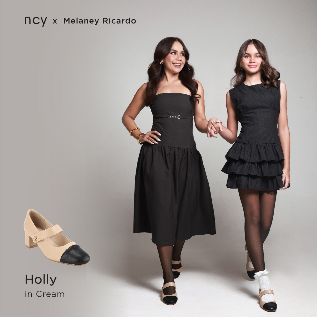 Jual NCY Shoes HOLLY Heels 4cm Warna Cream/Black | Shopee Indonesia