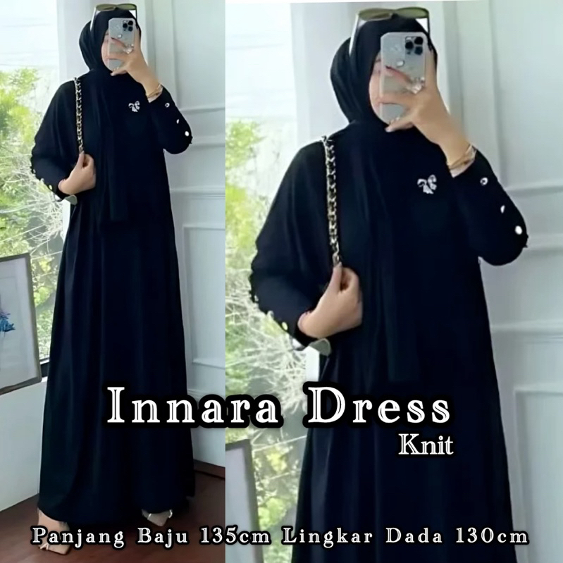 Jual (COD) Abaya Inara Knit Dress Gamis Inara Batwing Button Knit Premium Dress Kekinian Gamis ...