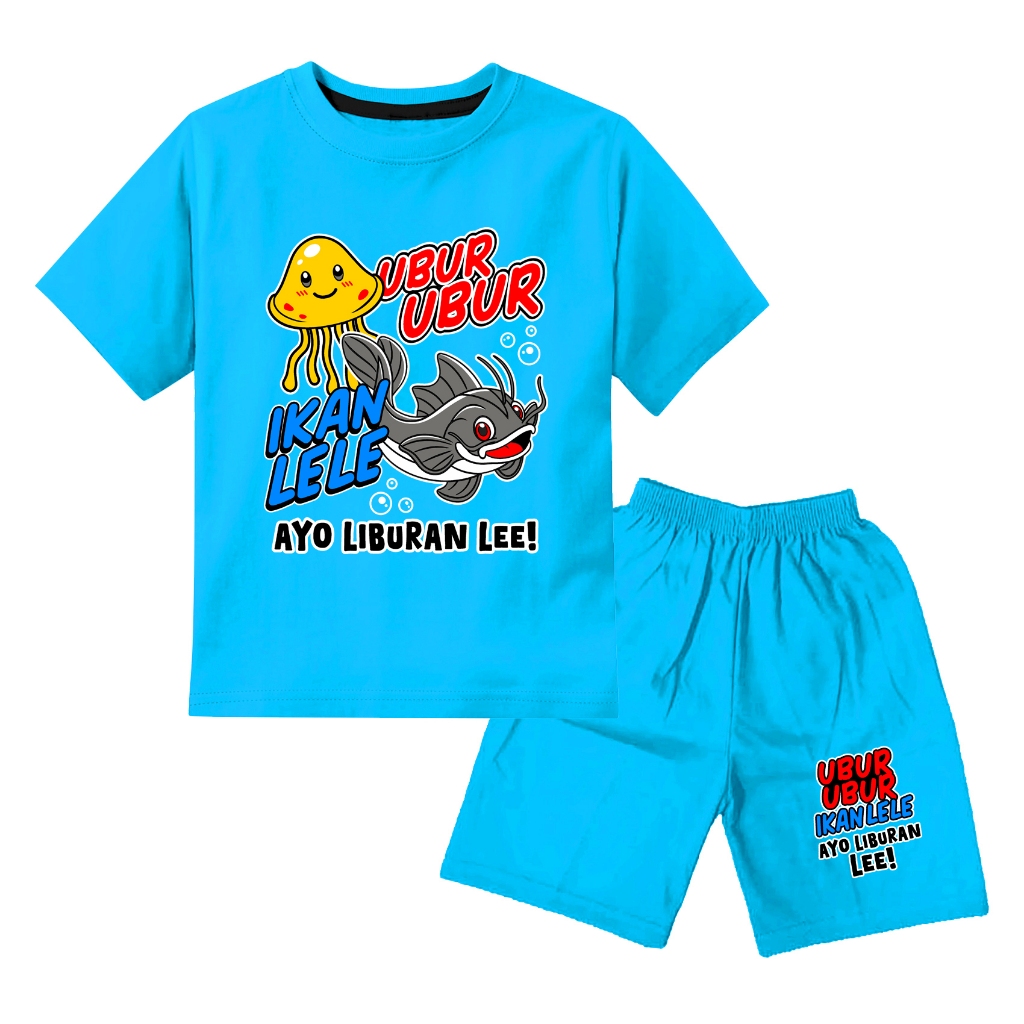 Jual Baju set stelan setelan kaos anak laki laki murah motif ubur ubur ikan lele umur 1-10 tahun ...