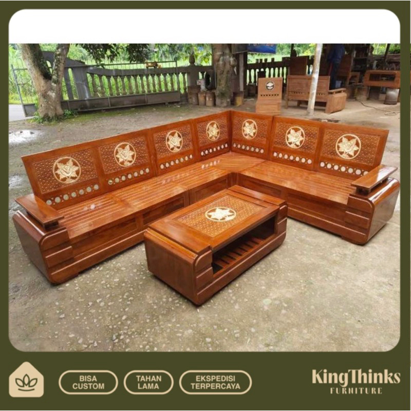 Jual Kursi ruang tamu kayu jati model domini | Shopee Indonesia