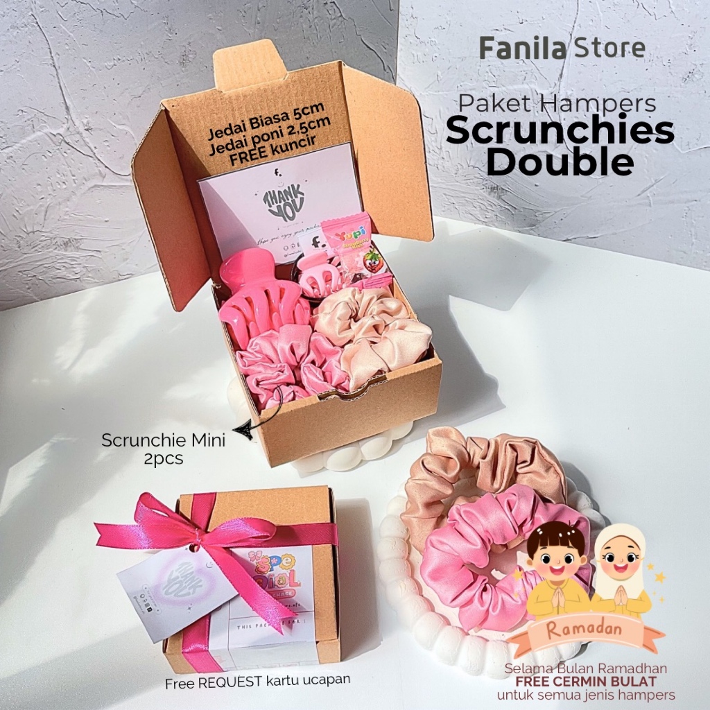 Jual [READY DOUBLE] Paket NEW Scrunchie Mini Double + Jedai/ Paket Silk ...