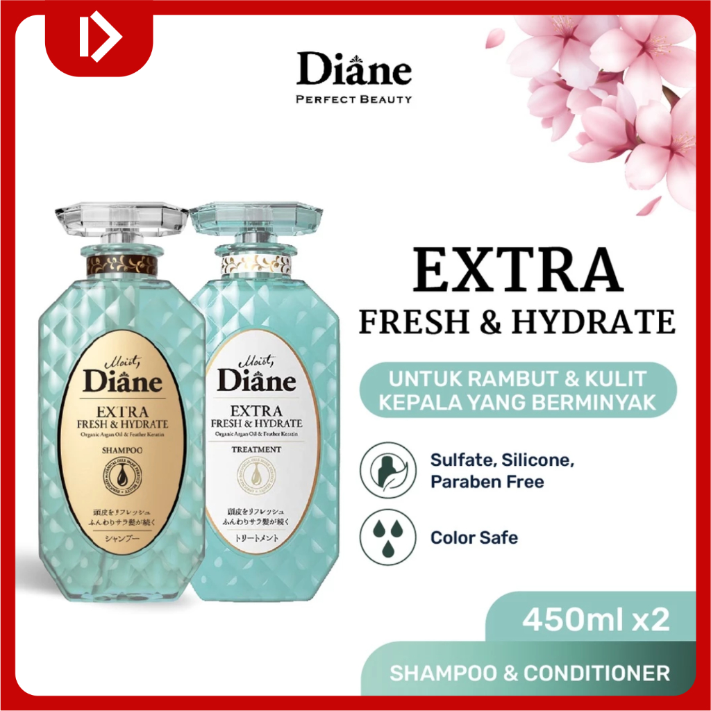 Jual DOSIDO - Moist Diane EXTRA FRESH&HYDRATE Shampoo +Treatment 450ml (Made In Japan) | Shopee ...