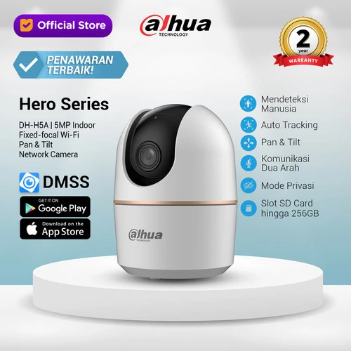 Jual Dahua Wi-Fi Camera DH-H5A Onvif| Kamera CCTV Indoor Wi-Fi Smart 5MP Pan & Tilt Network ...