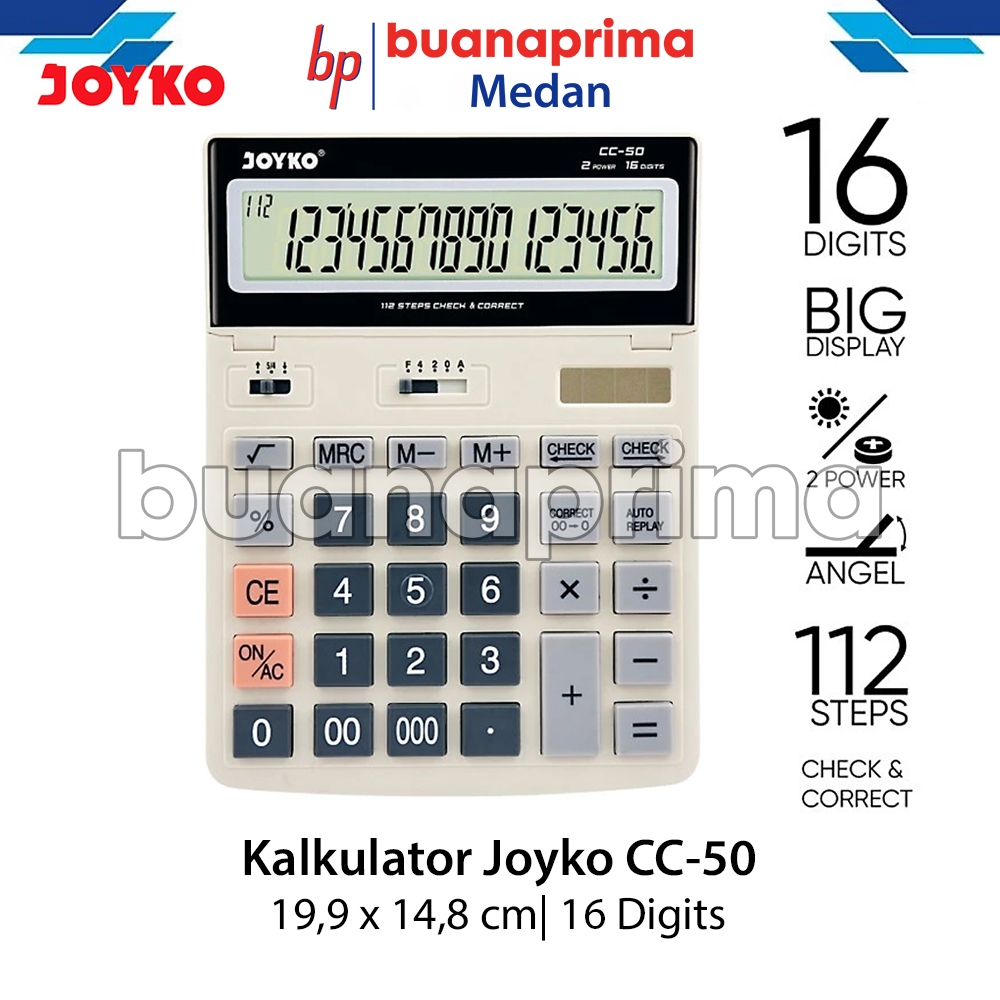 Jual Kalkulator JOYKO CC-50 16 Digits Check Correct Calculator Anti ...