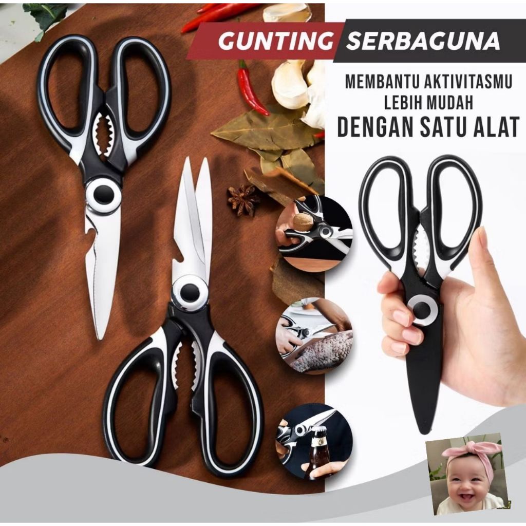 Jual GUNTING DAPUR STAINLESS STEEL SERBAGUNA / GUNTING IKAN AYAM ...