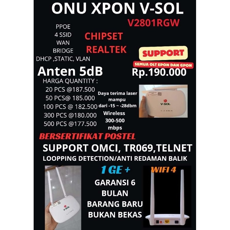 Jual ONU XPON VSOL 2801RGW BY GLOBAL | Shopee Indonesia