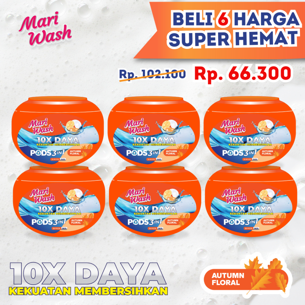Jual MARI WASH Pods 3in1 PAKET ISI 6 - Autumn Floral | Shopee Indonesia