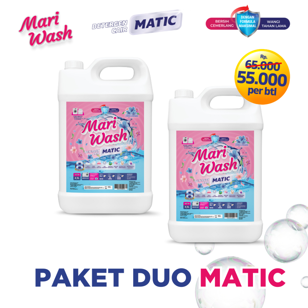 Jual MARI WASH Liquid Detergent Paket Duo Matic - ISI 2 X 4,5L | Shopee Indonesia