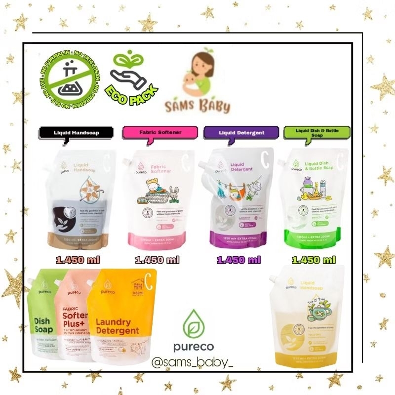 Jual PURECO ECO Pack Refill 1.450ml - Liquid Handsoap - Fabric Softener - Liquid Detergent ...