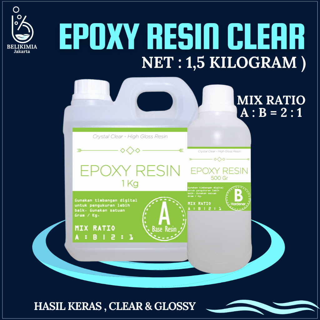 Jual Epoxy Resin Clear 1,5 KG - Resin Bening Epoksi - Hasil Keras dan ...
