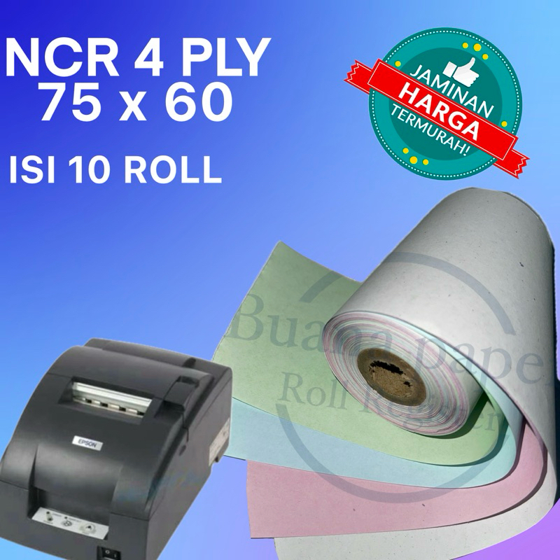 Jual Kertas 75x60 NCR 4ply/4rangkap epson tm-u220 dotmarix | Shopee ...