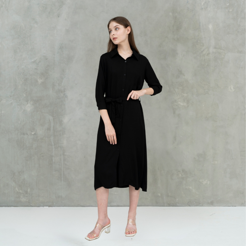 Jual Rataria - Dress Lumina with Belt - Midi Dress Wanita Minimalis ...