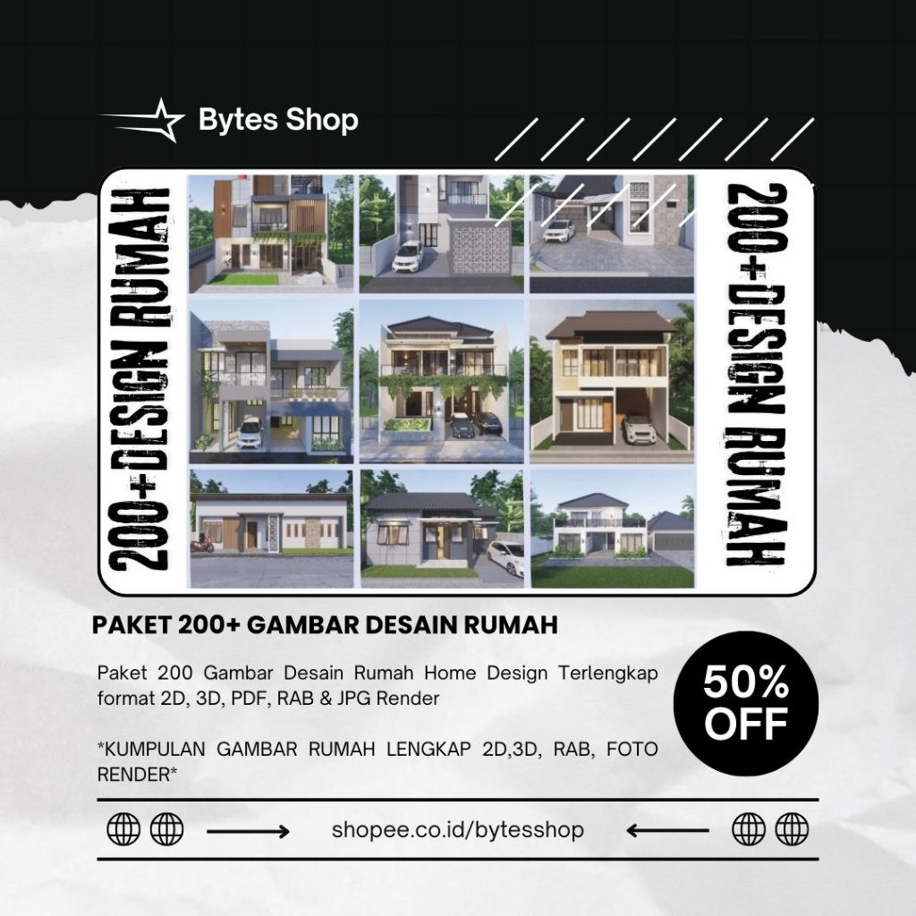 Jual Paket 200 Gambar Desain Rumah Home Design Terlengkap format 2D, 3D, PDF, RAB & JPG Render ...