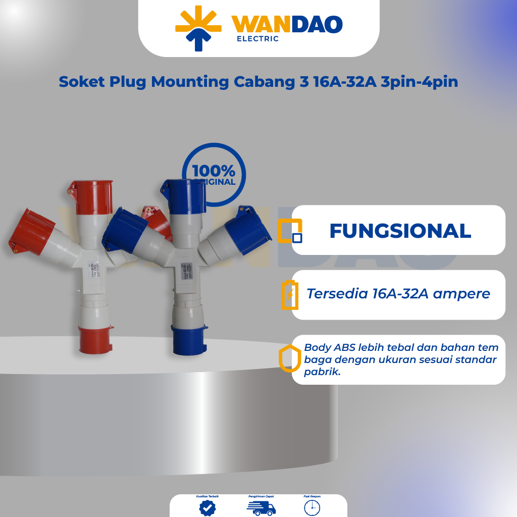 Jual Wan Dao - Soket Plug Mounting Cabang 3 16A-32A 3pin-4pin ...