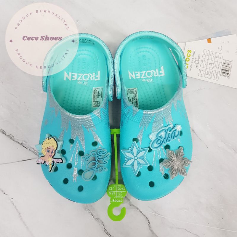 Jual Sandal Crocs Classic Frozen Elsa Kids And Junior Clog | Shopee ...