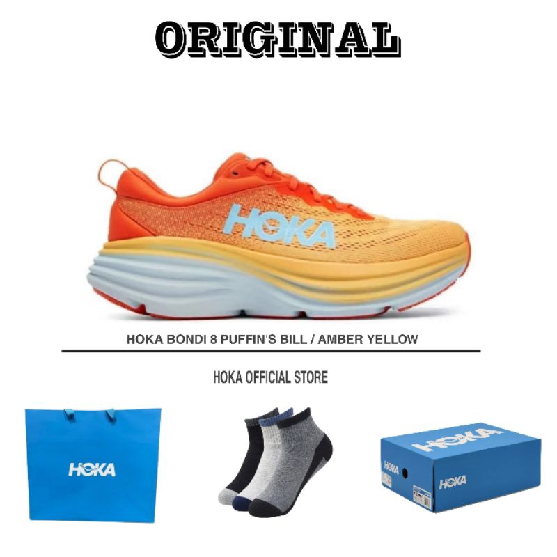 Jual HOKA BONDI 8 PUFFIN'S BILL / AMBER YELLOW / FREE PAPERBAG / ORIGINAL | Shopee Indonesia
