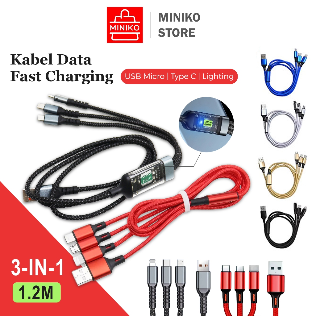 Jual Kabel Data 3 in 1 Fast Charging Untuk Android IOS Dan Type C Model ...