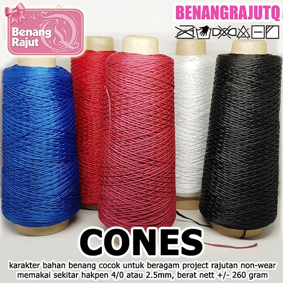 Jual BENANG RAJUT NILON PP CONES GLANZ - D27 (KATALOG A) I NILON PP D27 ...