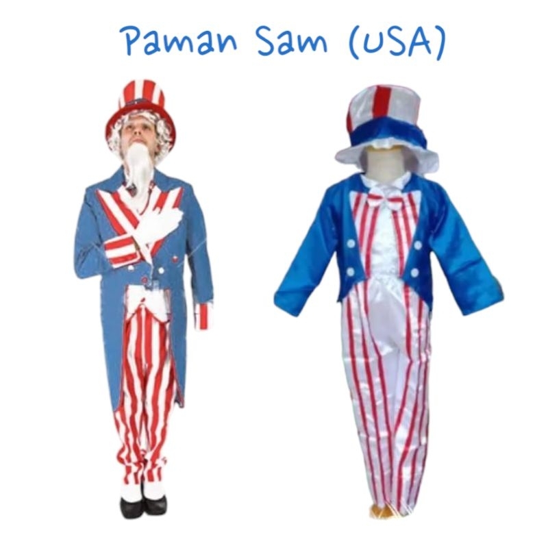 Jual Kostum Paman Sam Amerika Serikat/Baju Negara USA/Pakaian Adat ...