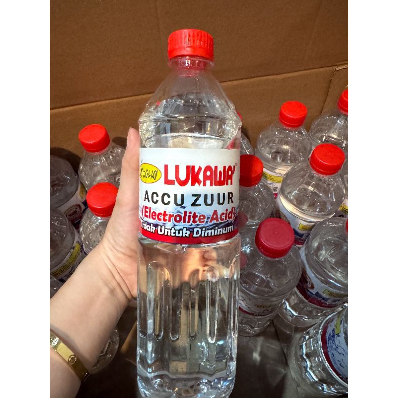 Jual AIR AKI ZUUR MERAH ELEKTROLIT BATERAI KERAS LUKAWA 1 LITER ...