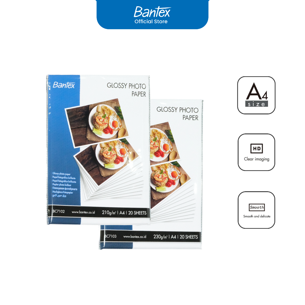 Jual Bantex Kertas Foto Inkjet Glossy Photo Paper Isi 20 Pcs Ukuran A4 ...