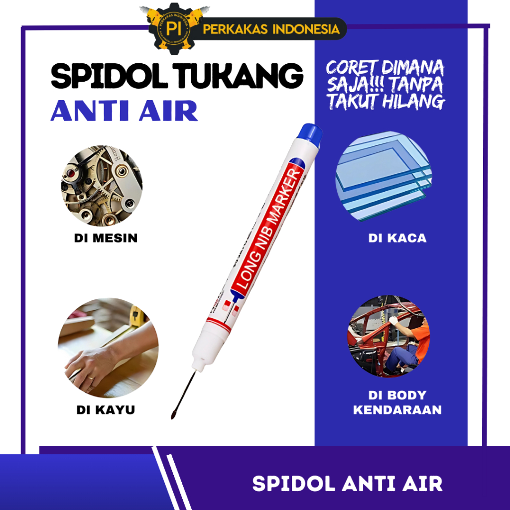 Jual Spidol Tukang Anti Air Sepidol Furniture Marker Kepala Panjang ...