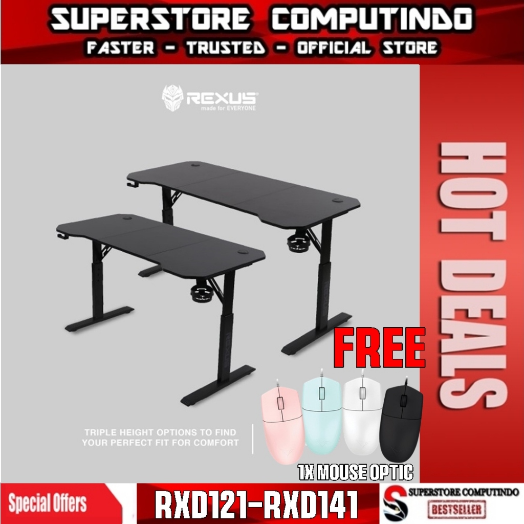 Jual Rexus Standing Desk Meja Gaming Fort RXD-121 & RXD-141 | Shopee ...