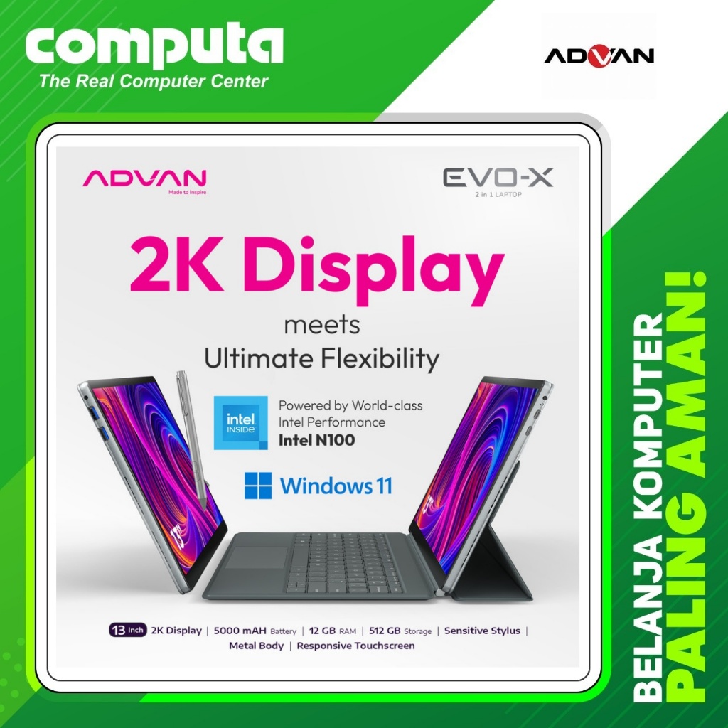 Jual Advan 2 in 1 Evo-X 13 Intel N100 12GB/512GB 2K IPS 100% SRGB Free ...