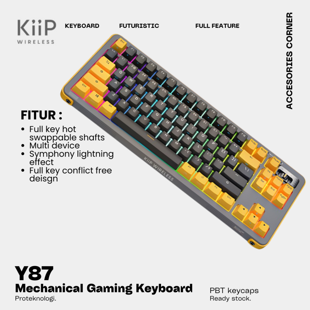 Jual KiiP Y87 Wireless Mechanical Keyboard Gateron Switch Gaming RGB ...
