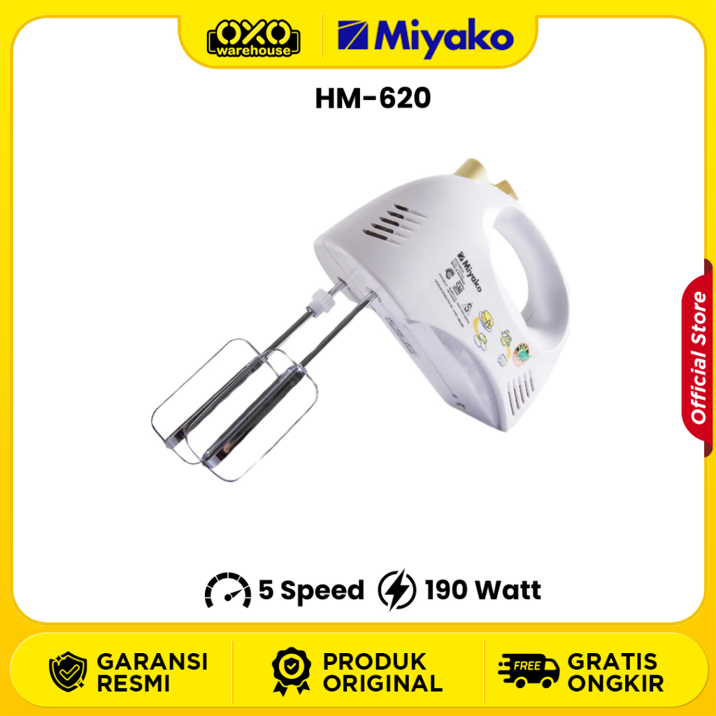 Jual Miyako Hand Mixer HM-620 Mikser Tangan Low Watt Garansi Resmi ...