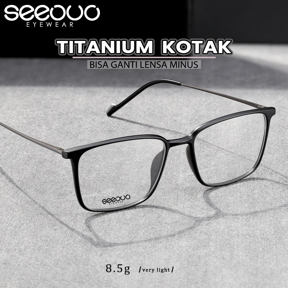 Jual Seeouo Frame Kacamata Plano Lens Bisa Minus Model Kotak Simple Fashion Glasses Unisex Pria ...