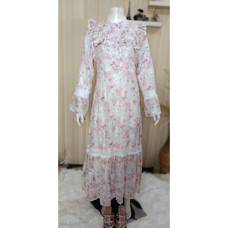 Jual Dres lengan panjang motif bunga (bangkok) | Shopee Indonesia