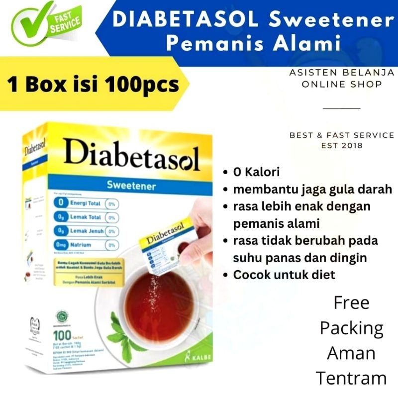 Jual DIABETASOL 100 SACHET DIABETASOL SWEETENER GULA DIABETES (EXP 12/ ...