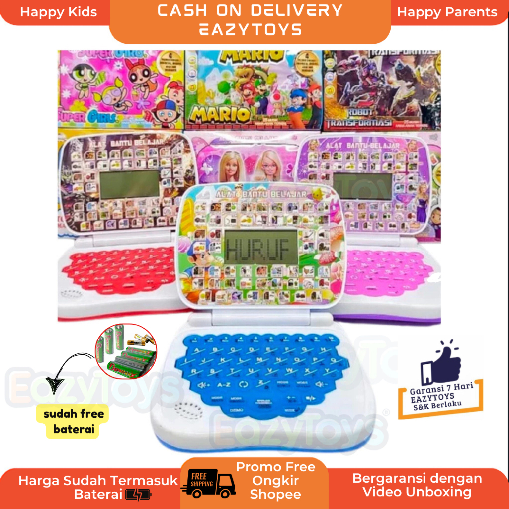 Jual Laptop Mainan Anak 4 Bahasa Karakter Mainan Laptop Anak Mini ada ...