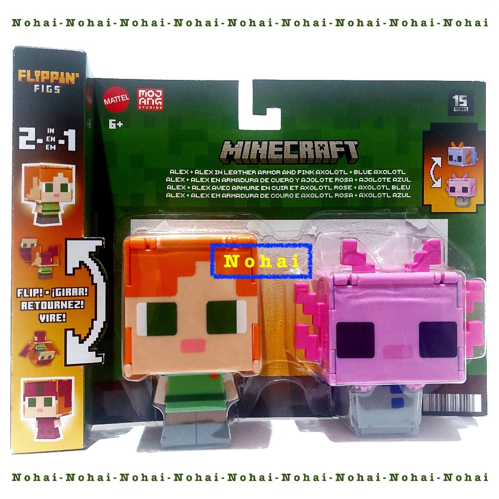 Jual Mattel Minecraft Alex in Leather Armor and Pink Axolotl Action ...