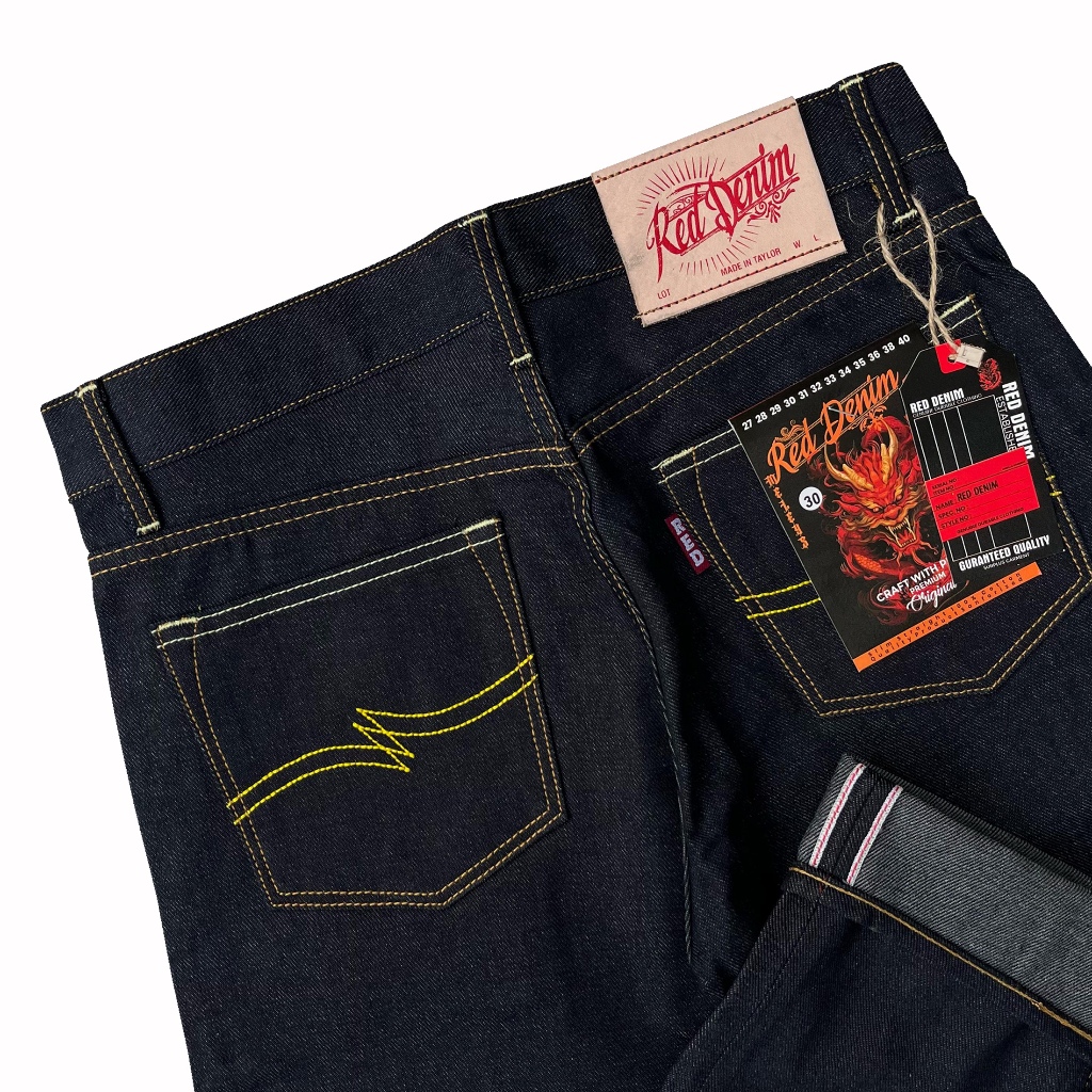 Jual RED DENIM - Denim Black Indigo 15Oz Sanforized Raw Denim Accent ...