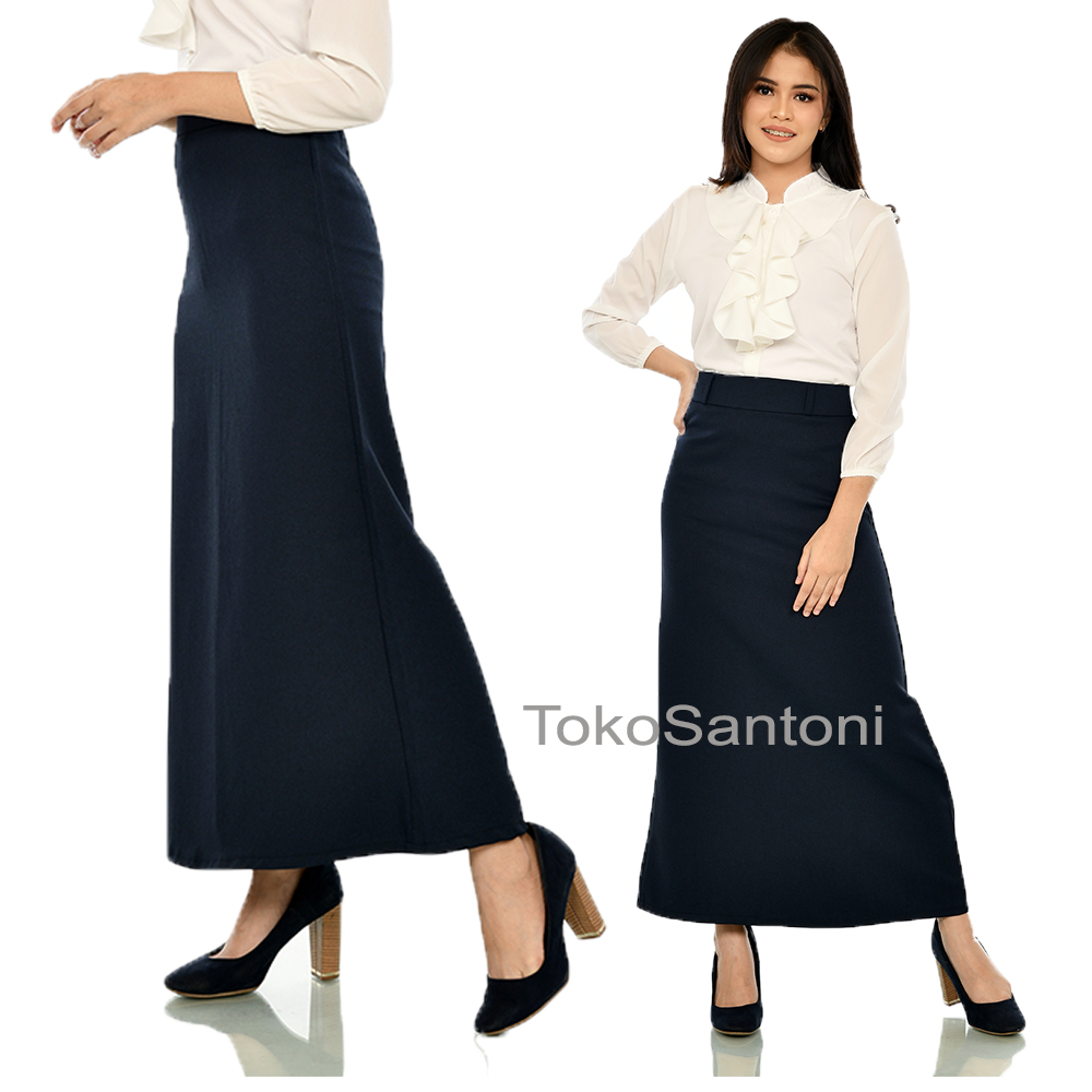 Jual Rok Panjang Kantor Formal Model A Line Rok Kerja Panjang Hitam ...