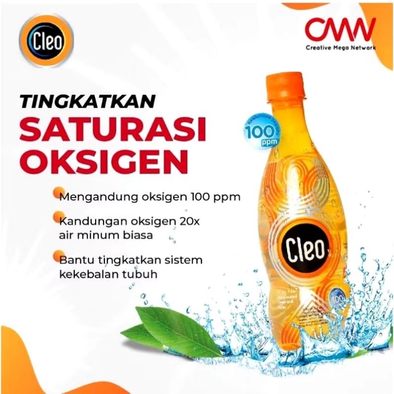 Jual Cleo Oxygen 100PPM Air Minum Kesehatan 500ml perbotol | Shopee ...