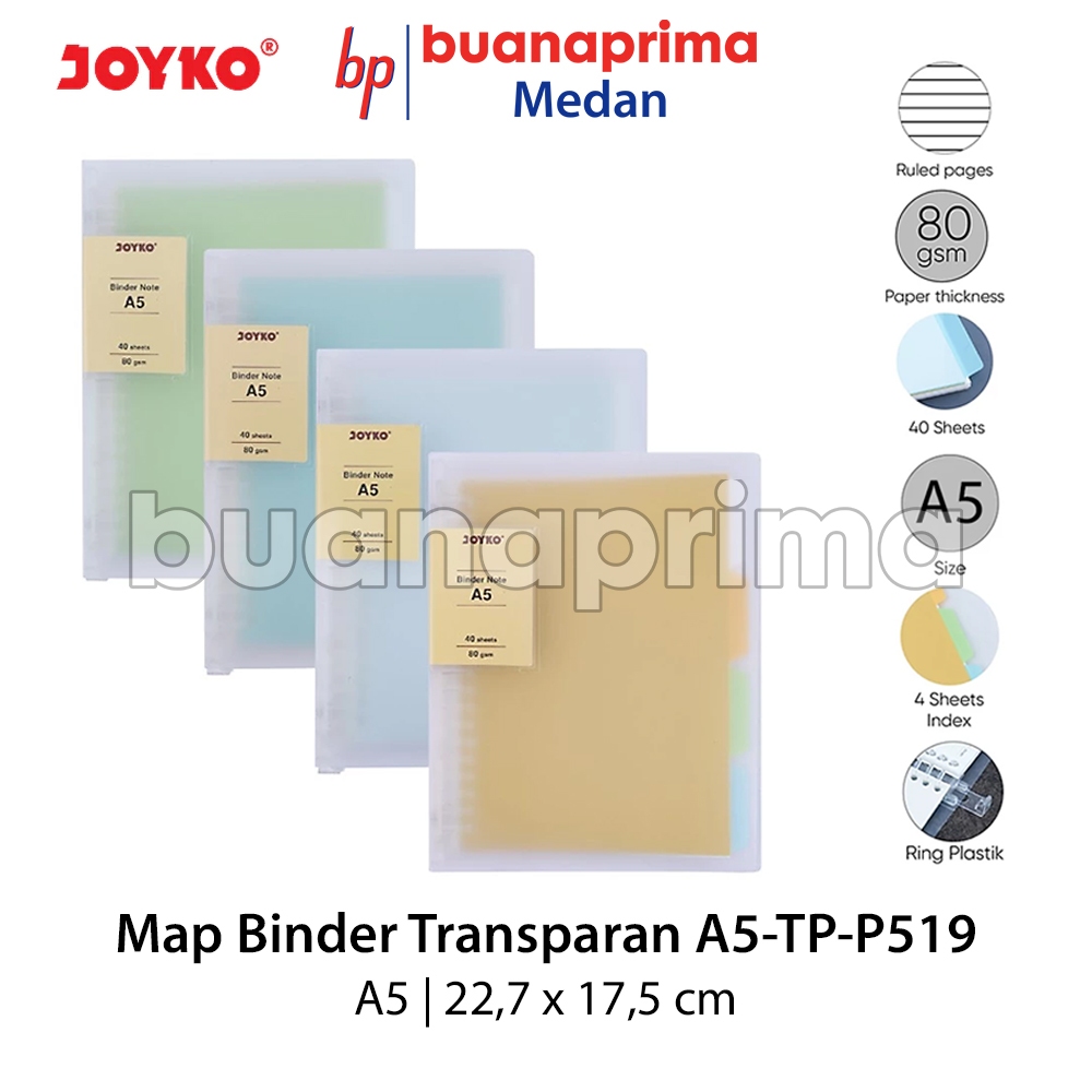 Jual MAP BINDER JOYKO A5 Transparan A5-TP-P519 20 Holes Binder Note Loose Leaf | Shopee Indonesia