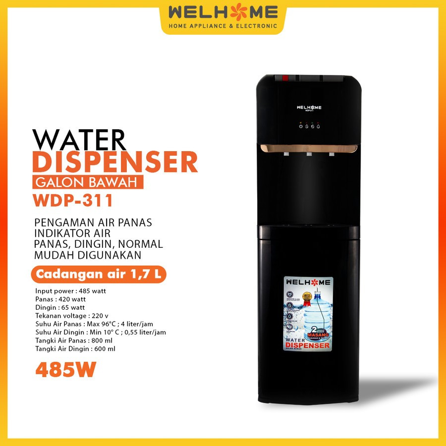 Jual WELHOME DISPENSER GALON BAWAH 3 KRAN WDP 311 Panas Normal Dingin ...