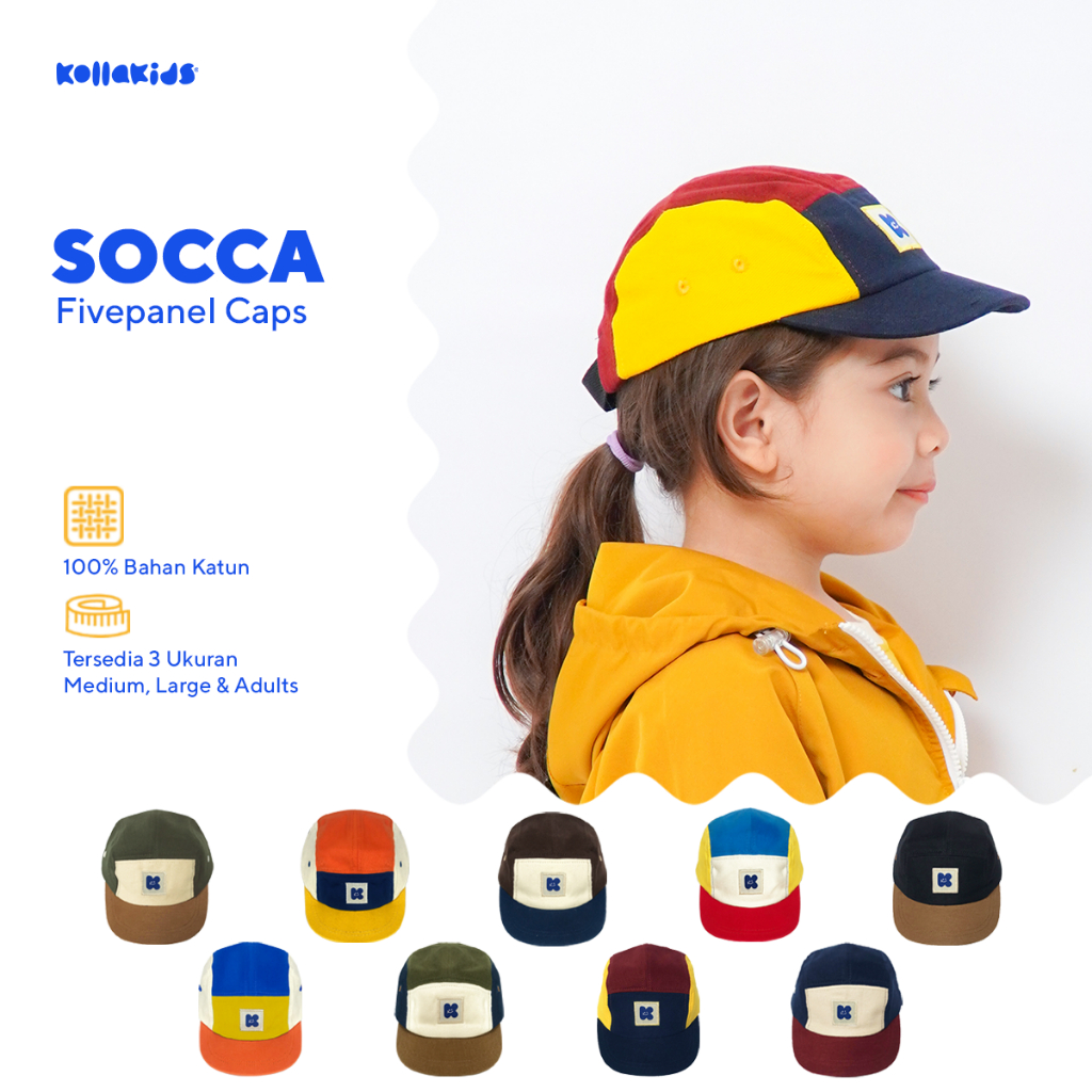 Jual Kolla Kids Topi Anak Five Panel Caps Socca 1-11 Tahun Topi Five ...